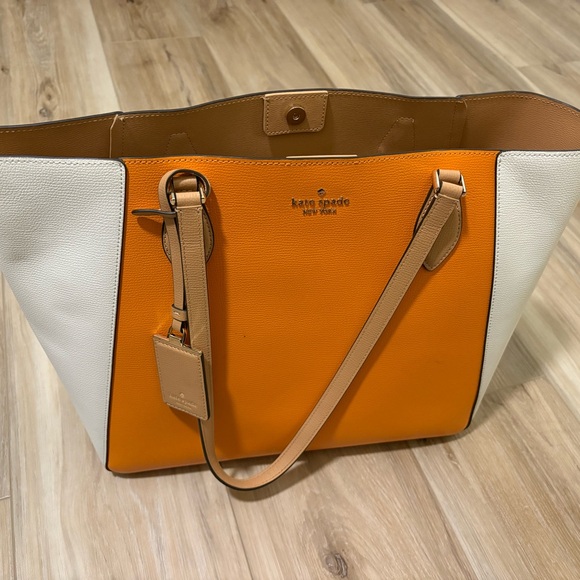 kate spade | Bags | Kate Spade Orange And Cream Tote | Poshmark